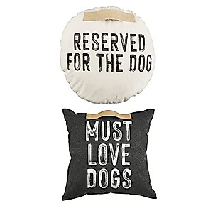 Mud Pie Lover Jute Handle Pillow, 18" Dia, Reserved for The Dog