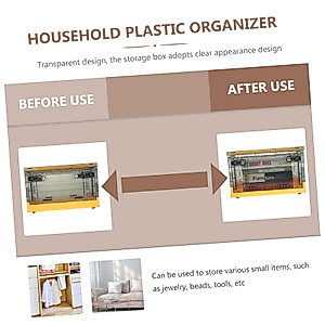 Amosfun Box Book Magazine Case Household Plastic Organizer Clear Storage Containers Sundries Storage Case Blanket Storage Shelf Tabletop Storage Rack Medium Pp Books Office