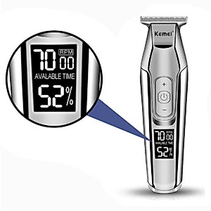 KEMEI Mens Clipper Cordless Barber Professional Hair Clipper LCD Display 0mm Baldheaded Beard Cutter Electric Haircut Machine USB Rechargeable