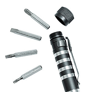 Kershaw TX-Tool (TXTOOL); 4.8 in. Single-Position Multifunction Magnetic Bit Driver; Includes T-6, T-8, T-10, 2 Phillips and Slotted Screwdriver Bit; 1.1 oz., Black