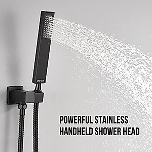Esnbia Tub Shower System Matte Black, Shower Head with Handheld Shower Faucet Set Complete with Tub Spout, 3-Way Rain Shower System, Shower Valve Included
