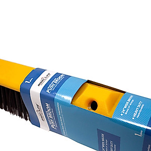 BISON LIFE Multi Surface Push Coarse Polypropylene and Polystyrene Heavy-Duty Floor Sweep Broom, Black