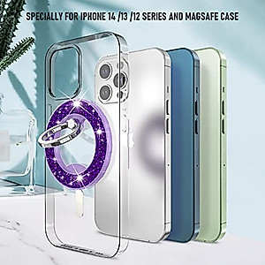 Magnetic Phone Ring Holder for Magsafe-DATIMIRA Magnet Finger Grip Stand,Adjustable Kickstand Removable for iPhone 15 14 13 12 Pluss, Pro, Pro Max, Mini Wireless Charing Accessories,P-Purple