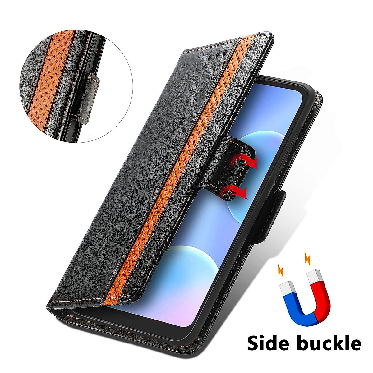 Compatible with Oppo Reno2 Cover,Compatible with Oppo Reno 2 PU Leather Card Slot Magnetic Closure Flip Stand Wallet Protective Case HEI