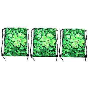 PACKOVE 3pcs Four leaf storage bag Drawstring backpack sport backpack St Patrick Day sack irish party party decor shopping bag printed travel bag printing gift bag Ireland Tackle Backpack