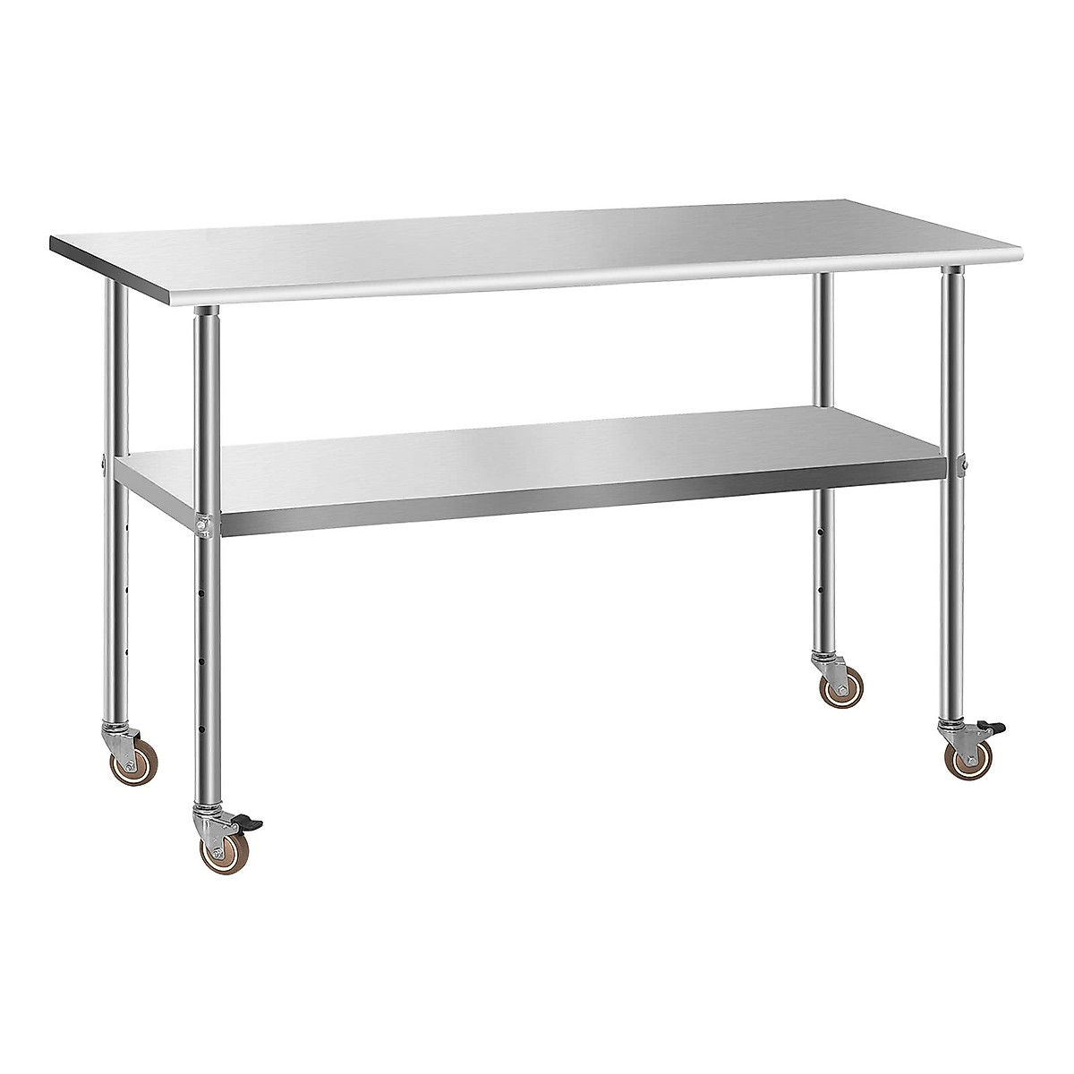 apwang Stainless Steel Work Table 24 x 62 Inch, Commercial Kitchen Prep & Work Table Heavy Duty Prep Worktable Metal Work Table with Wheels for Restaurant, Home and Hotel