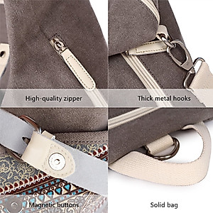 ArcEnCiel Women Girl Backpack Canvas Rucksack Shoulder Bag (Gray)