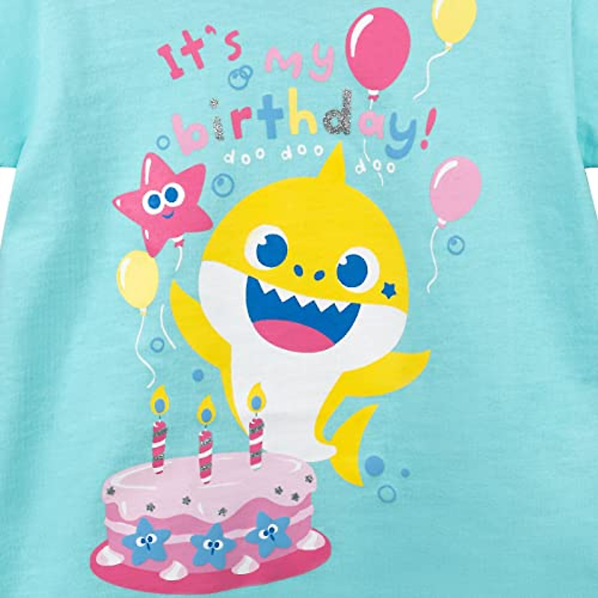 Pinkfong Baby Shark Birthday Toddler Girls T-Shirt Blue 3T