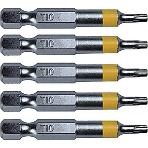 T10 (T-10) Torx/Star Driver Bit - Color Coded T10 X 2" Torx/Star Drive Quick Change Shank Bit for Screws and Fasteners Requiring T10 (T-10) Size Bits (5 PACK)