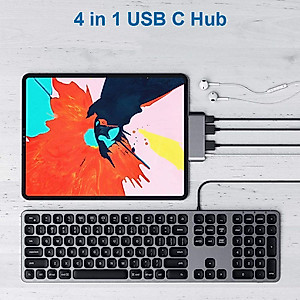 MMOBIEL USB C Hub 4 in 1 Compatible with MacBook Pro /Air 2019 2018 2017 2016 13“15“ Dual Type C Adapter with Thunderbolt 3, 60W Power Delivery, 4K HDMI, 1xUSB 3.0 1x 3.5mm Audio Aluminium