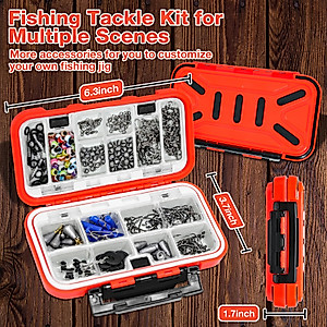 GOANDO 238pcs Fishing Accessories Kit Fishing Tackle Box Including Fishing Hooks Fishing Weights Beads Split Shot Fishing Gear for Bass Trout Salmon Fishing Gifts for Men