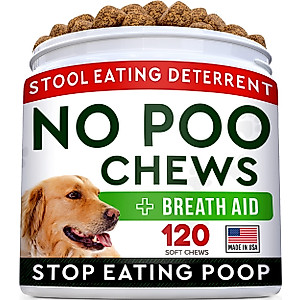 STRELLALAB No Poo Chews for Dogs - Stop Dog Poop Eating - Coprophagia & Stool Eating Deterrent with Probiotics, Digestive Enzymes & Immune Support, Poultry Flavor, Made in USA - 120 Soft Chews