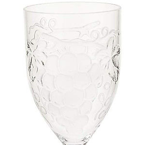 Prodyne Embossed Grape Acrylic Wine Glass, 10 Ounce