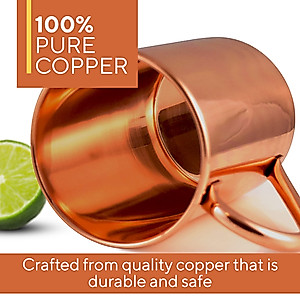 Moscow Mule Copper Mug by Solid Copper - Authentic Moscow Mule Mugs Unlined 16 oz