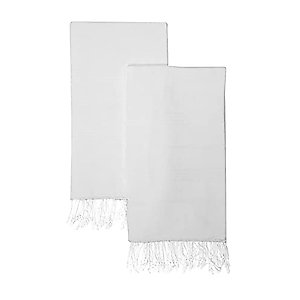 PARK&OZ ( 2 Pack ) Turkish Cotton Lightweight Towel | Pre-Washed | Absorbent and Quick Dry | Sand Free | Oversized | Towels for Beach,Pool,Bathroom,Spa,Travel,Camping,Fitness,Yoga (White)