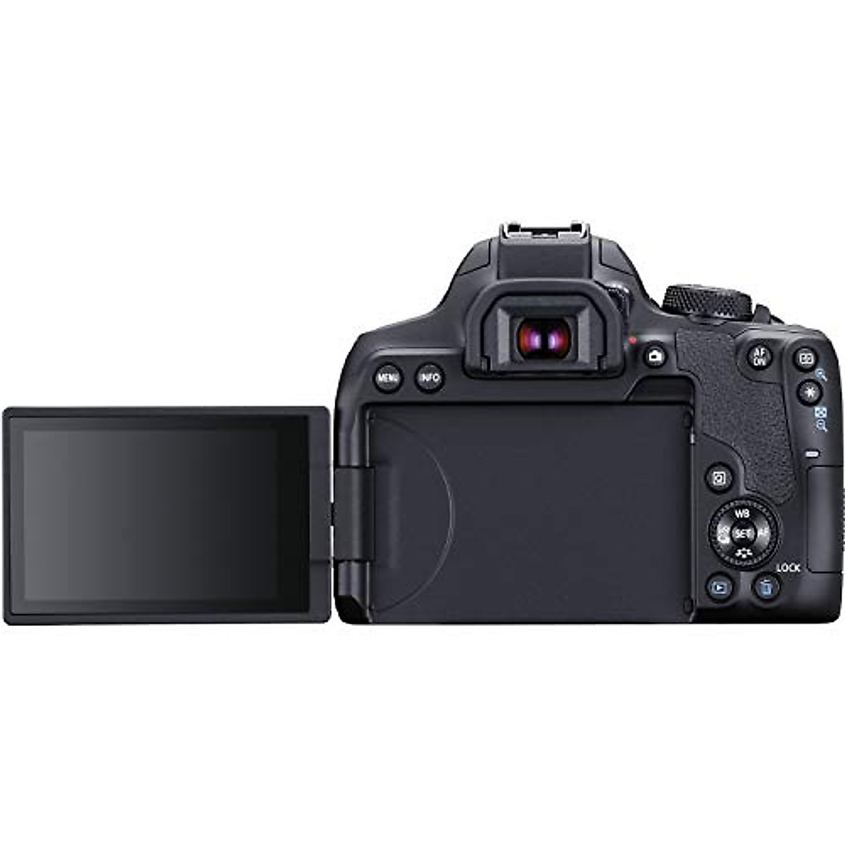 Canon EOS Rebel 850D / T8i DSLR Camera (Body Only) + 64GB Memory Card + Case + Card Reader + Flex Tripod + Hand Strap + Cap Keeper + Memory Wallet + Cleaning Kit (Renewed)