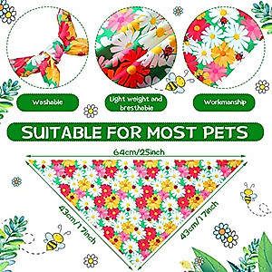 30 Pack Spring Summer Flower Dog Bandanas Bulk Soft Triangle Dog Scarfs Polyester Bandana PET Costume Cute Triangle Scarf Bibs with Flowers Patterns for Small Medium Large Pets