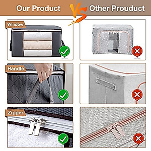 6-Pack Clothes Organizer Storage Bag, 49L Foldable Storage Bins Closet Storage Containers with Clear Window and Reinforced Handles for Dorm, Blanket, Pillows, Bedding, Sweaters, Coats, Stuffed Toys