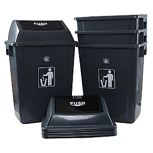 Rosebloom 13 Gallon Kitchen Trash Can with Swing Top, Plastic Swing Top Garbage Can, 4 Packs