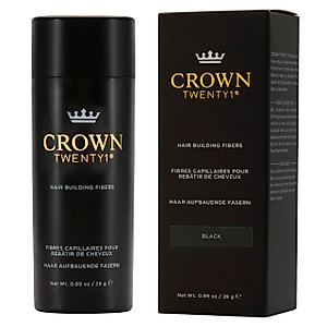 CROWN Hair Building Fibers (28g) - Instantly Cover Fine & Thinning Hair for a Thicker, Fuller Look - A Natural Keratin Concealer - 13 Shades for Men & Women - Black