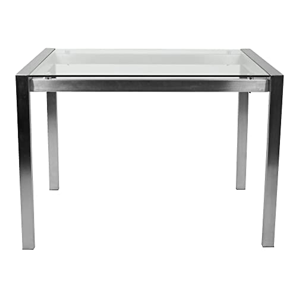 LumiSource Fuji Contemporary Counter Table (Stainless Steel, Clear Glass)
