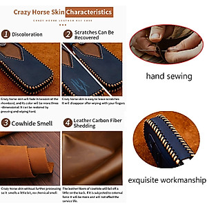 ontto 6-button Key Fob Cover for Volvo Premium Leather Key Protector Black