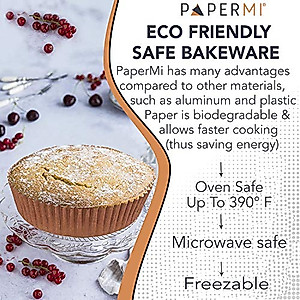 Round Paper Baking Mold 50pc, Disposable Eco- Friendly bakeware tart pans & Pie pan, Microwave Freezer Oven Safe, Providing Beautiful Forms for Bake & Serve, 3.5” x 1.25" 5oz