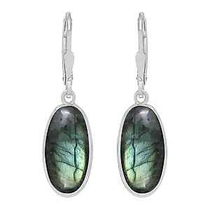 Natural Labradorite Dangle Earrings For Women Sterling Silver | Handmade Birthstone Dangle Earrings Jewelry | Gifts For Her