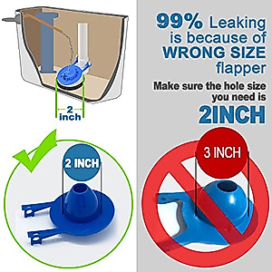 Toilet Flapper Replacement kit 2 inch (2 Pack) Universal for American Standard Toilet Easy to Install with Stainless Chain & Long Lasting Rubber fit 2'' Flush Valve Toilet Leaking Flapper