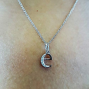Dazzlingrock Collection 0.05 Carat (ctw) 14K Diamond Lowercase Letter 'e' Initial Pendant, White Gold