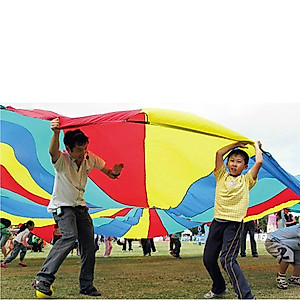 GSi Kids Play Parachute 24 Ft, 30Ft, 35Ft Toy with Handles and Carry Bag for Cooperative Play and for Upper-Body Strength | Multi-Colored