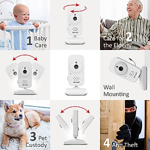 Axvue Video Baby Monitor, Slim Handheld, Non-Slip Design, 2.8" Horizontal Screen Monitor & 2 Camera,12 Hour Battery Life, 2-Way Talk, Night Vision, Temperature Monitor, No WiFi.