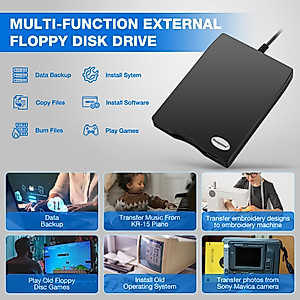 Chuanganzhuo Floppy Disk Reader, 3.5 inch External USB Type C Floppy Disk Drive for PC, Laptop and Desktop Compatible with Windows 11/10/8/7/2000/XP, Black, Frosted Texture