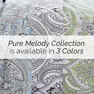 Southshore Fine Living, Inc. Oversized King Comforter Bedding Set, Down Alternative Boho Bedspread, Paisley Print Comforter, King/California King with 2 Matching Shams, Pure Melody Aqua