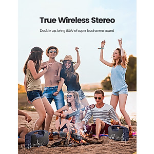 IPX7 Waterproof Bluetooth Speaker, 40W Portable Wireless Speaker, 32H Playtime, Stereo Loud Sound, Deep Bass, Outdoor Speaker with Handle, Bluetooth 5.0, Built-in Mic for Party,Pool,Beach-Navy Blue