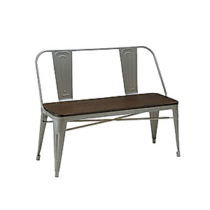 Neos Modern Furniture Metal Dining Wood top Bench, Natural