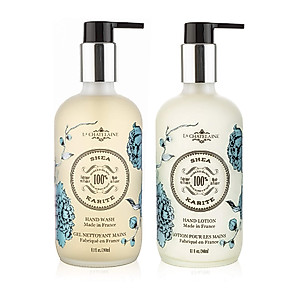 La Chatelaine Hand Wash & Lotion Set | Sulfate Free | Frosted Glass Bottles | Nourishing Shea Butter Formula | Natural and Organic | Made in France | 2 x 8.1 oz. (Shea)