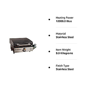 Blackstone 1814 Stainless Steel Propane Gas Portable, Flat Top Griddle Frill Station for Kitchen, Camping, Outdoor, Tailgating, Tabletop, Countertop – Heavy Duty & 12, 000 BTUs, 17 Inch, Black