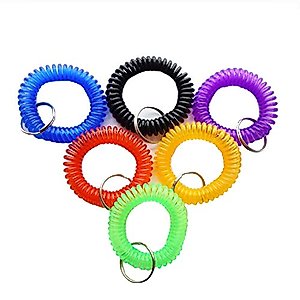 Pack of 6 Colorful Spring Spiral Wrist Coil Key Chain, Wristband Key Ring
