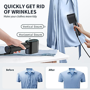 Portable Steamer for Clothes Steamer, 2 in 1 Travel Garment Steamer, 15s Heat Up, Handheld Steam Iron for Clothes with Storage Bag, 1000W Mini Fabric Garment Steamer for Home, Office and Travel, 120V