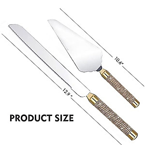 ROXBURGH Wedding Cake Knife and Server Set, 420 Stainless Steel Cake Cutter and Pie Server Slicer, Rhinestones Studded Handle Cake Cutting Set for Wedding Gifts, Engagement Gifts for Bride and Groom