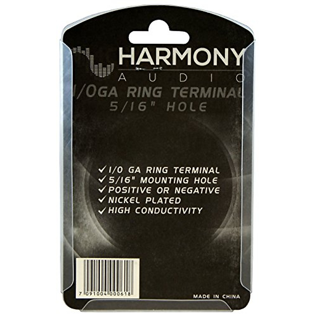 Harmony Audio HA-RT0 Car Stereo Power or Ground 1/0 Gauge 5/16" Ring Terminal Screw Set Heavy Duty- Nickel Plated