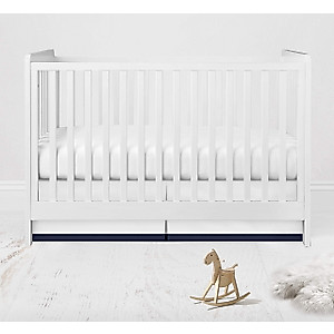 Bacati - Mix N Match White with Band at Bottom Crib Skirt (Navy)