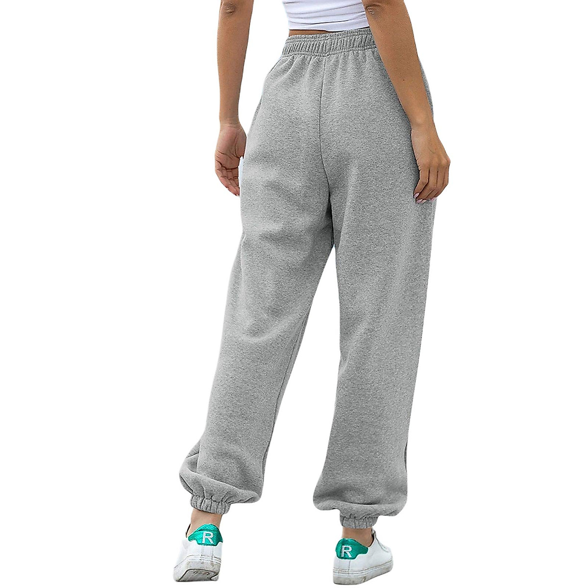 Sweatpants for Teen Girls,Women's High Waisted Joggers Summer Workout Baggy Yoga Pants Cinch Bottom Trousers (Grey#2, S)