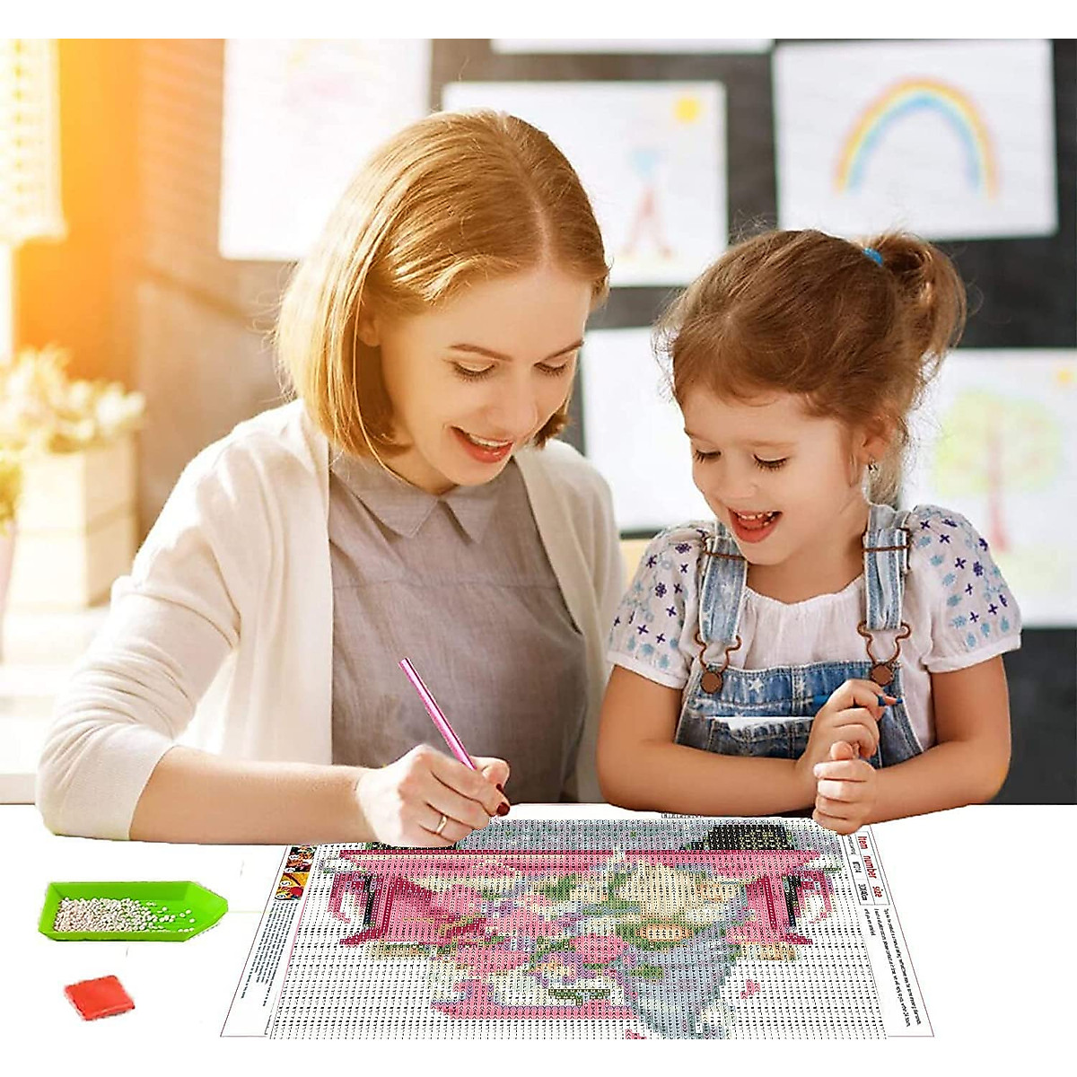 Gnome Truck Diamond Painting Kits,5D Diamond Painting Kits for Adults Kids DIY Diamond Art Kits Full Round Drill Diamond Dots Painting with Diamonds Gem Art and Crafts Flower Home Wall Decor 12X12inch