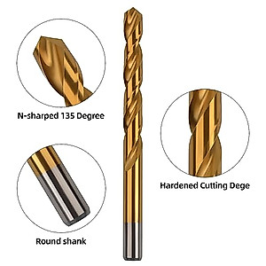 Cobalt Drill Bit Set,NOEAIKE 15PCS M35 HSS Metal Drill Bits,Twist Jobber Length Cobalt Drill Bits for Hardened Steel,Stainless Steel,Cast Iron,Aluminum Alloy and Wood with Storage Case Size 1.5-10mm