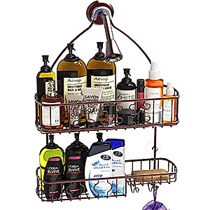 Simple Houseware Bathroom Hanging Shower Head Caddy Organizer, Bronze (26 x 16 x 5.5 inches)