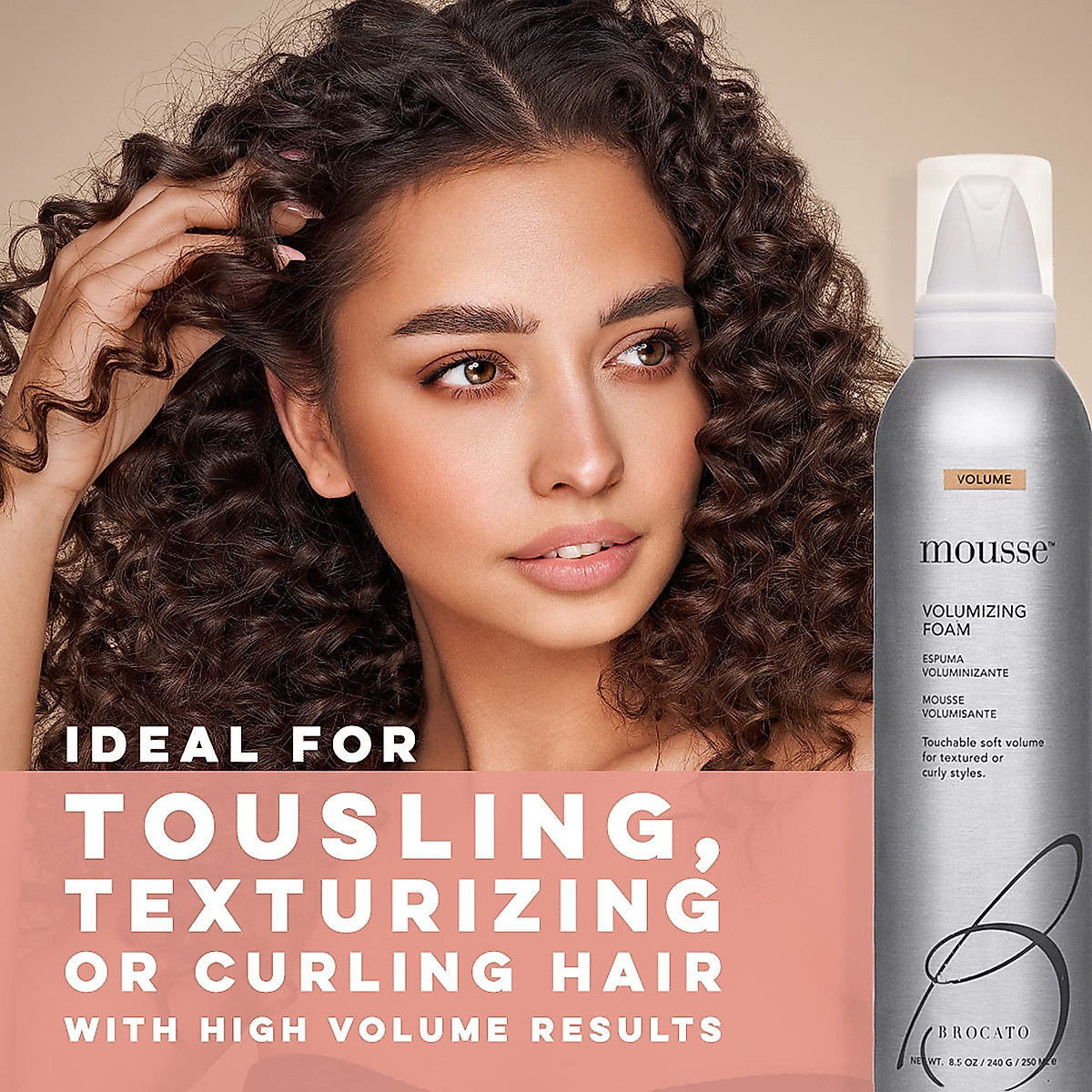 Brocato Mousse Volumizing Foam by Beautopia Hair: Natural Volume Soft Styling Foam for Curly and Textured Hair - 8.5 oz