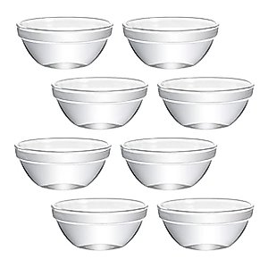 UPKOCH Round Dessert Dishes 8pcs Stacked Glass Bowls Pudding Bowls Glass Ramekins Bowls Mini Glass Bowls for Kitchen Prep Dessert Dips and Candy Dishes Nut Bowls Clear Round Side Dishes