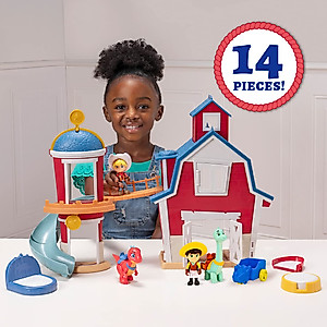 Dino Ranch Clubhouse,Large 12-Inch Playset with Lights & Sound,Features Silo with Slide,Bridge,Extendable Room,2 Dino Ranchers,2 Dinos - Toys for Kids - Amazon Exclusive